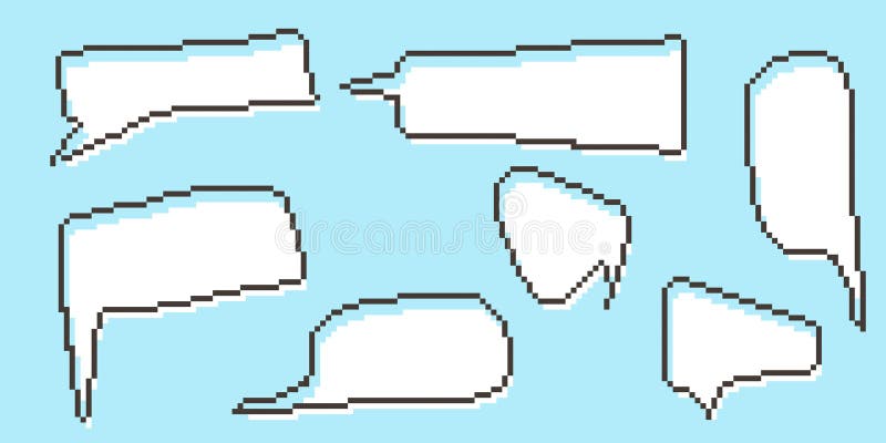 Pixel Speech Bubble Collection Chart Dialogue Boxes. Retro Game 8 Bit ...
