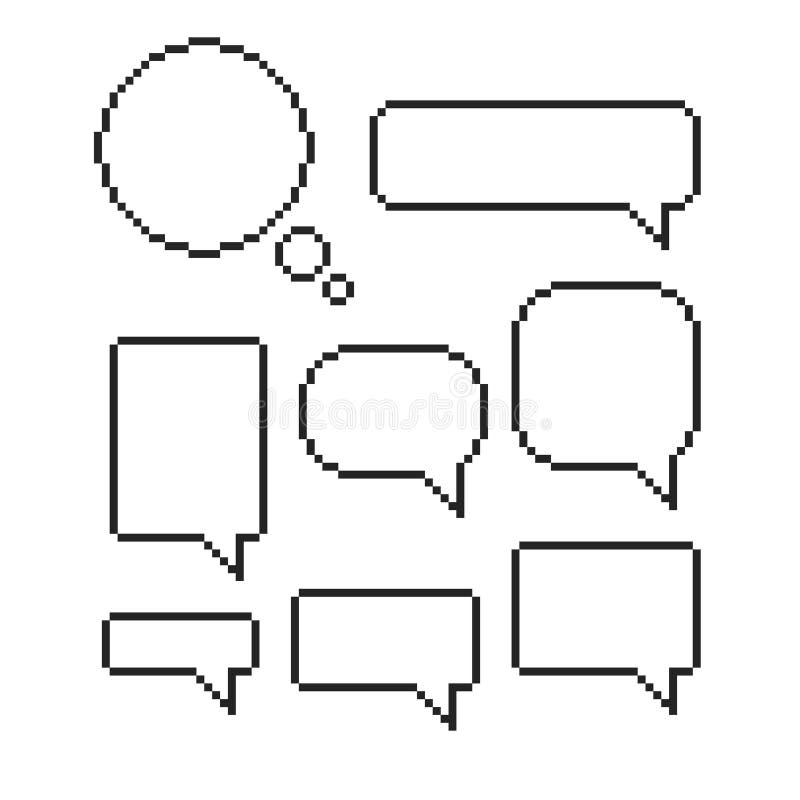 Pixel Speech Bubble Set Mosaic Dialog Boxes Stock Vector - Illustration ...