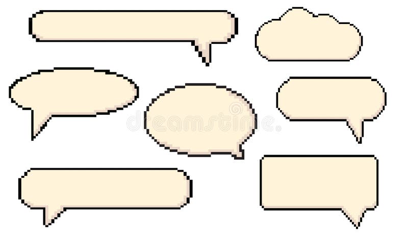 Pixel Speech Bubbles. Chat Speech or Dialogue. Set of White Different ...