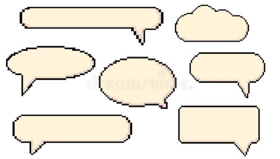 Pixel Speech Bubbles. Chat Speech or Dialogue. Set of White Different ...