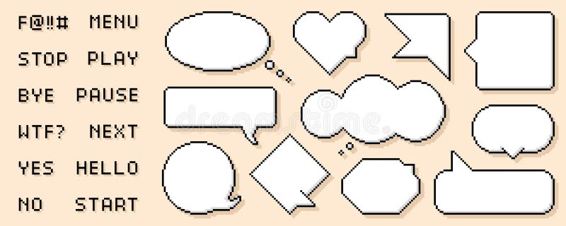 Set of Pixel Speech Bubbles with a Cartoon Expression Vector Stock ...