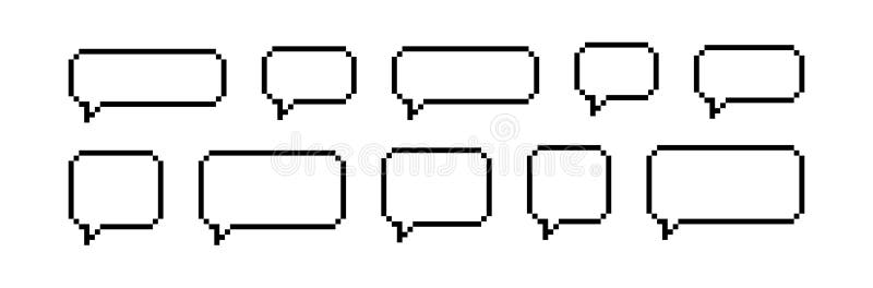 Pixel Speech Bubbles, Text Boxes. Stock Vector - Illustration of word ...