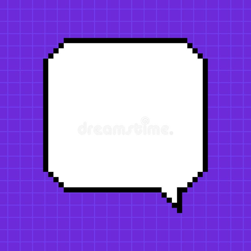 Pixel Square Dialog Box on a Bright Purple Background. Illustration in ...