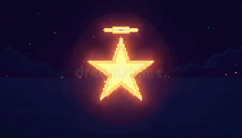 Pixel Star Night: a Glowing Celestial Beacon Stock Illustration ...