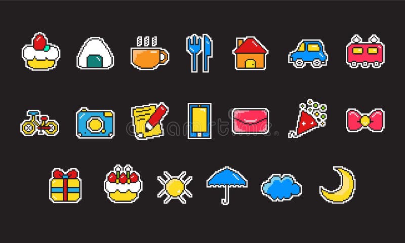 Pixel Stickers Illustration Part 02 Stock Vector - Illustration of ...
