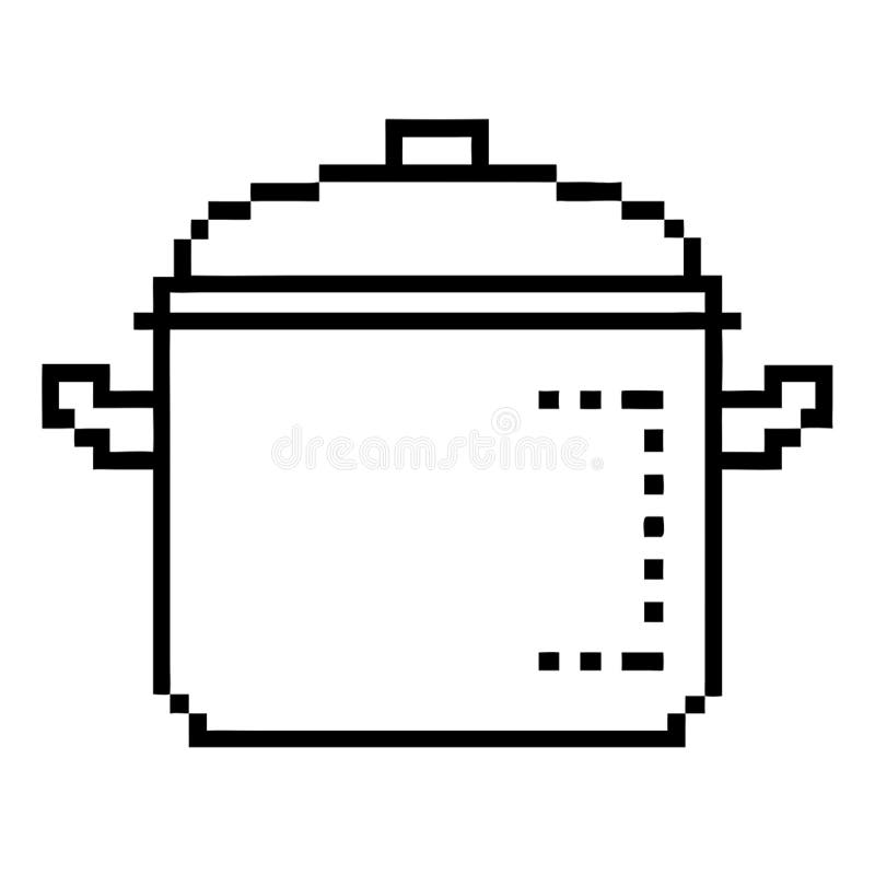 Pixel Style Cooking Pot with Lid on a Plain Background for Culinary ...