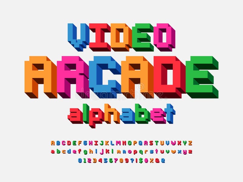 Pixel font stock vector. Illustration of digital, color - 226694749