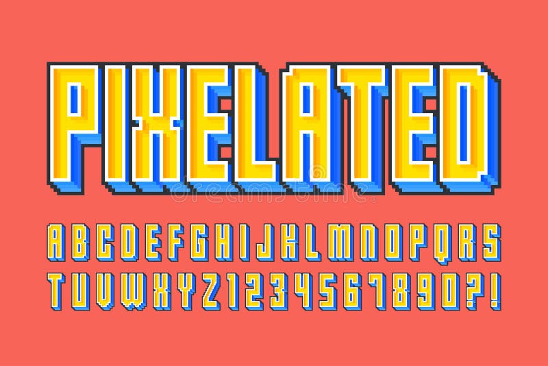 Pixel Stylized Vector Alphabet Design. High Contrast and Sharp, Retro ...