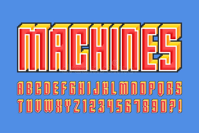 Pixel Stylized Vector Alphabet Design. High Contrast and Sharp, Retro ...