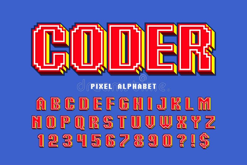 Pixel Stylized Vector Alphabet Design. High Contrast and Sharp, Retro ...