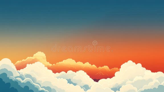 Pixel Sunset Landscape with Orange and Blue Sky Stock Illustration ...