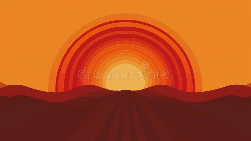 Pixel Sunset Landscape: Vibrant Orange and Red Hills Stock Illustration ...