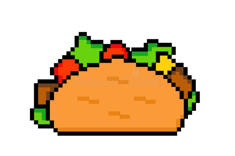 Pixel Taco Icon, 8Bit Taco. Pixel Art Stock Vector - Illustration of ...