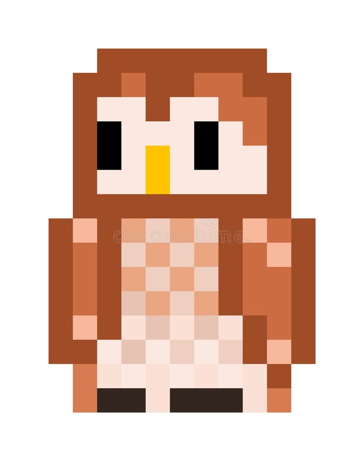 Pixel Tawny or Brown Owl - Isolated 8 Bit Vector Stock Vector ...
