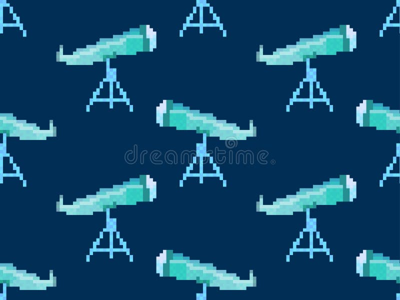 Pixel Telescope Seamless Pattern. Telescope on a Tripod in Pixel Art ...