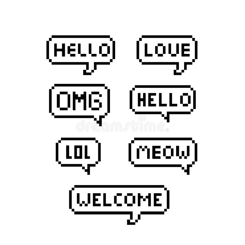 Pixel Text Bubble. Pixel Art Speech Bubble on White Background Stock ...