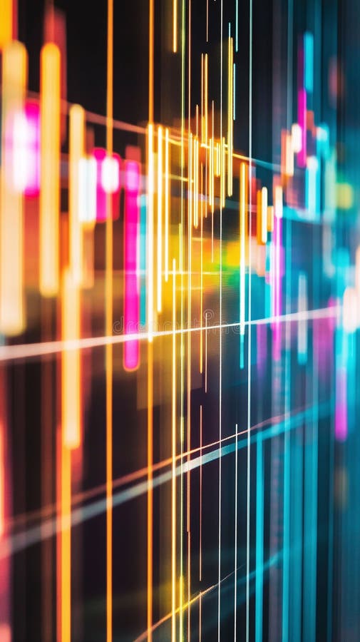 Pixel Trading Volume Chart with Glowing Lines Indicating High Activity ...