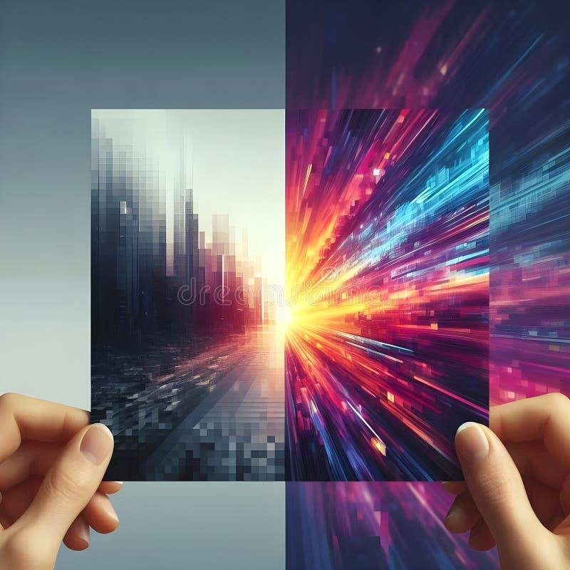 A pixel transition effect stock illustration. Illustration of line ...