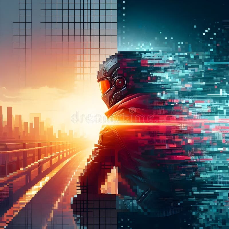 A pixel transition effect stock illustration. Illustration of light ...