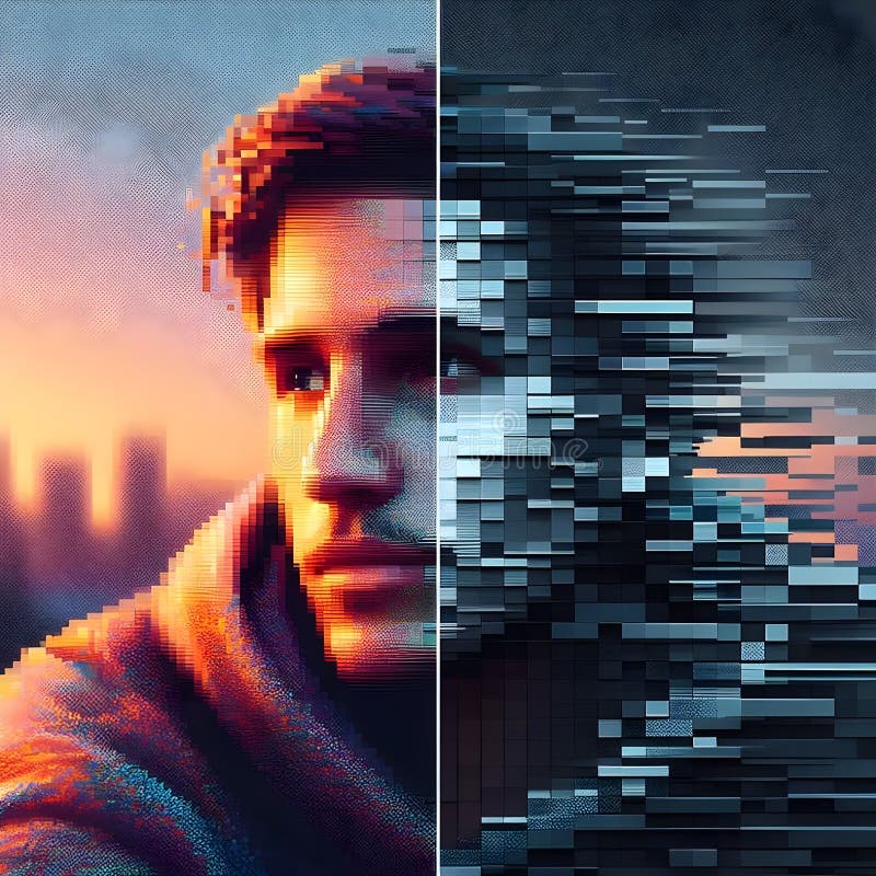 A pixel transition effect stock illustration. Illustration of text ...