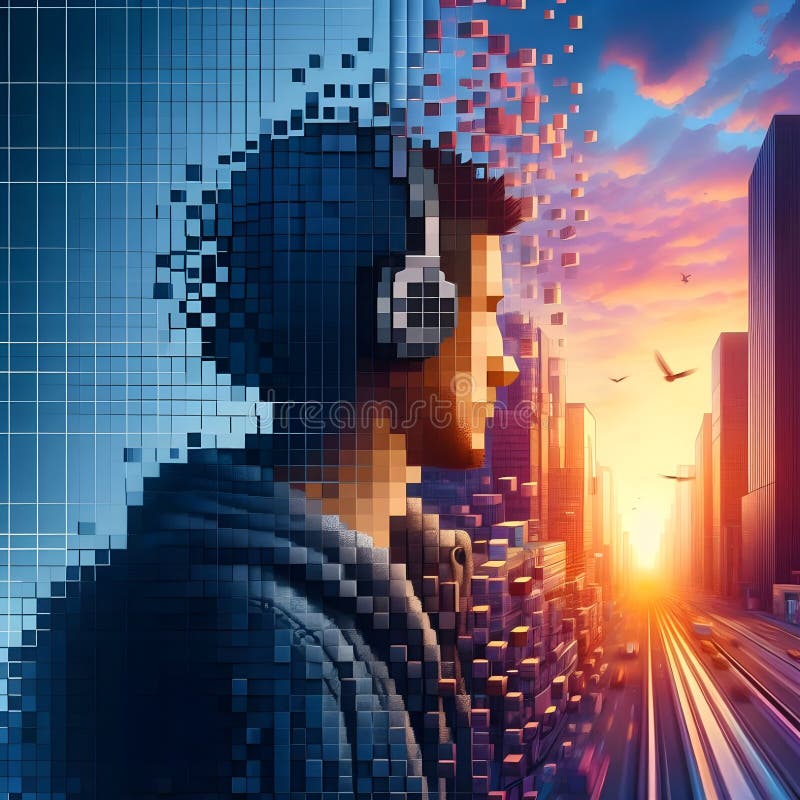 A pixel transition effect stock illustration. Illustration of pixel ...