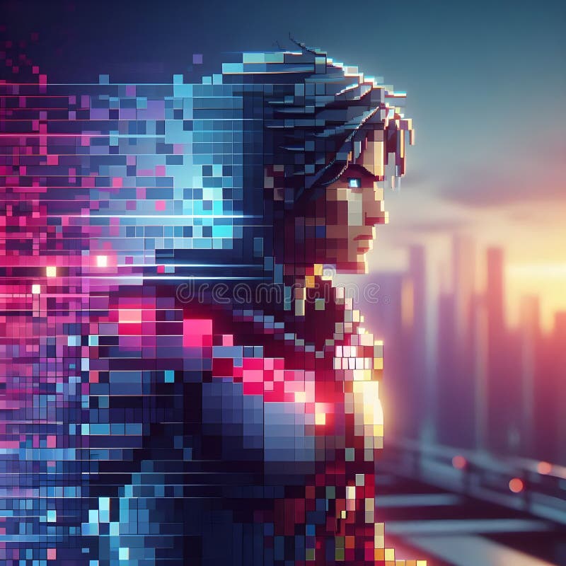 A pixel transition effect stock illustration. Illustration of ...