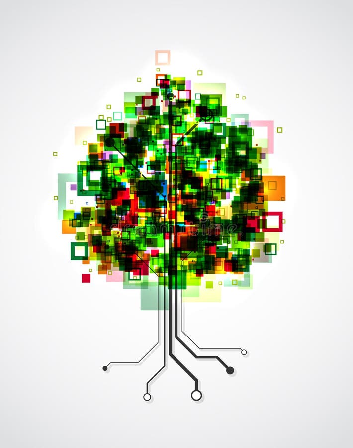 Vector Square Circuit Board Tree Stock Vector - Illustration of connect ...