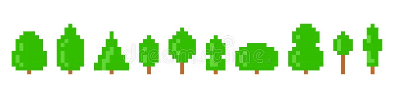 Pixel Trees. 8-bit. Park or Forest Concept. Video Game Style. Vector ...