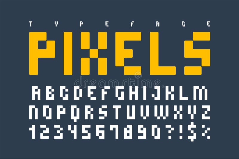 Pixel Trendy Typeset, Simple Font, System Computer Script Stock Vector ...