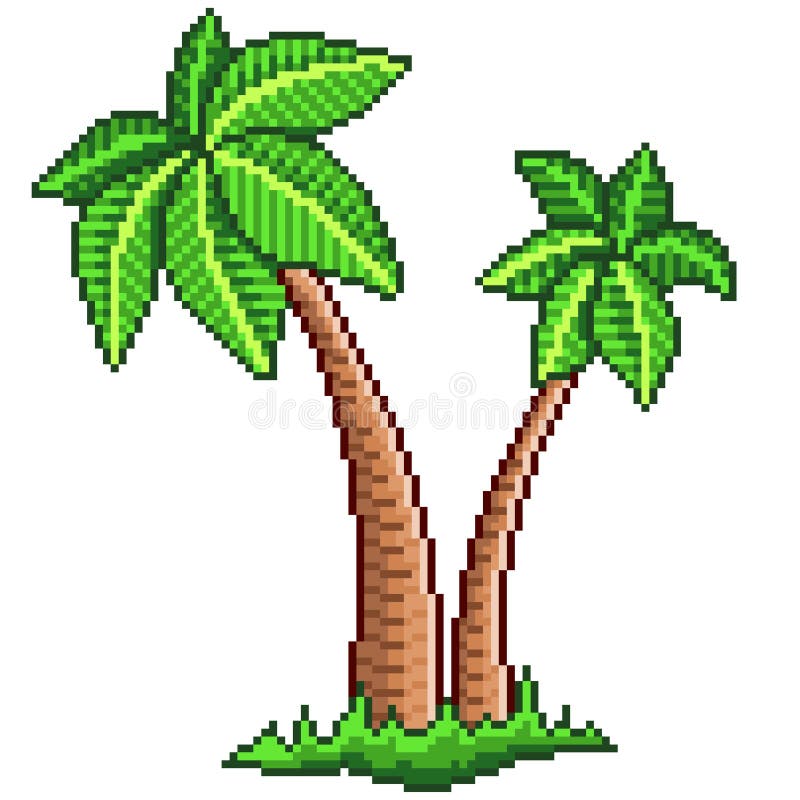 Pixel Art Palm Trees at Sunset in 80s Style. 8-bit Sun Synthwave and ...