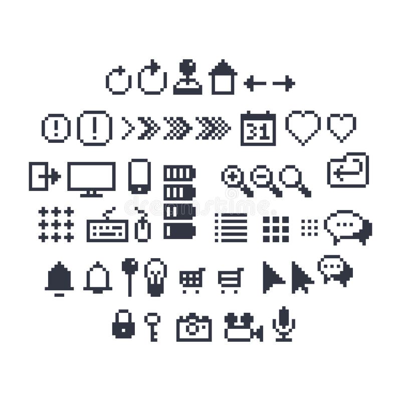 Pixel UI Icons stock vector. Illustration of computer - 51194018