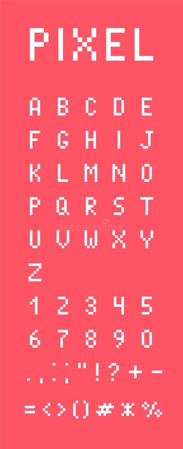 Pixel Uppercase Alphabet and Figures. Stock Vector - Illustration of ...