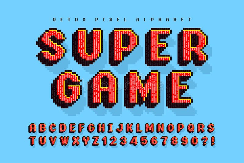 Pixel Vector Alphabet Design, Stylized Like in 8-bit Games Stock Vector ...