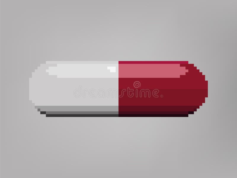 Pixel pill stock vector. Illustration of retro, undamaged - 141482437