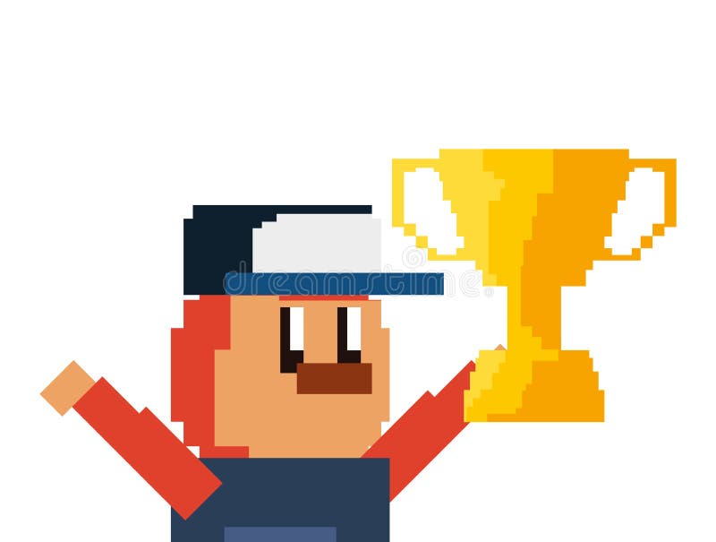 Trophy in Pixel Art. for 8 Bit Games Stock Vector - Illustration of ...