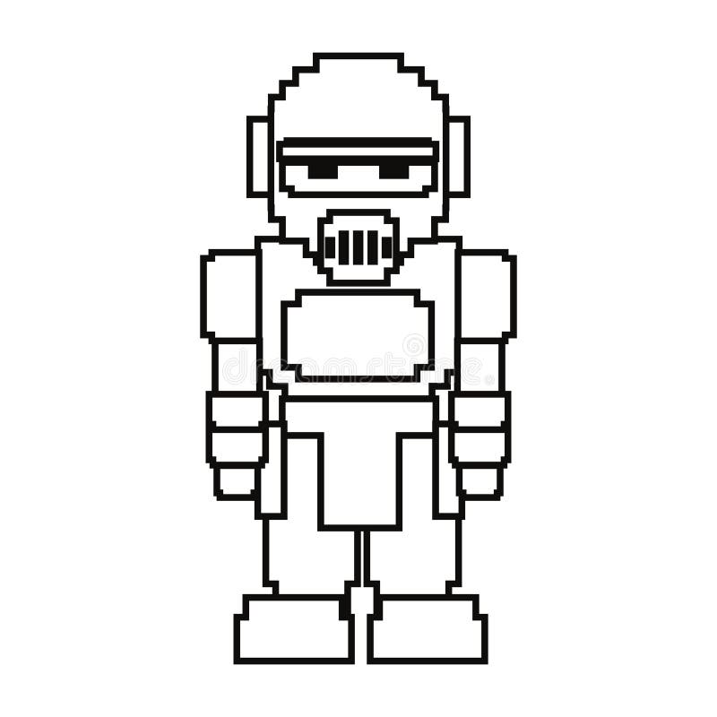 Pixel video game robot stock vector. Illustration of future - 136629642