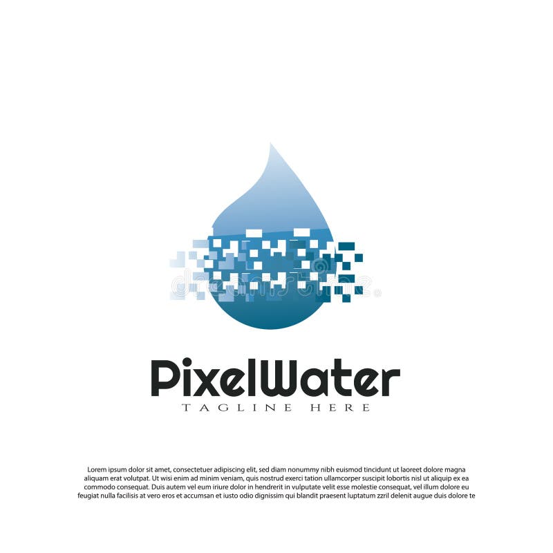 Pixel Water Logo with Digital Pixel Concept. Future Technology Icon ...