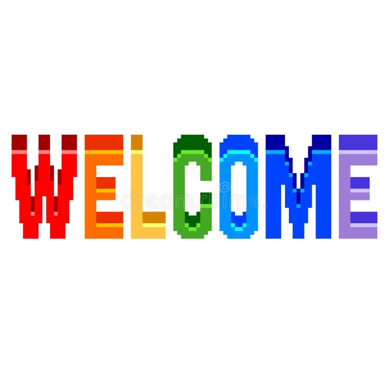 Pixel Welcome Colorful Text Detailed Illustration Isolated Vector Stock ...
