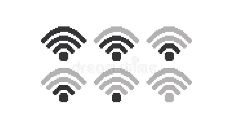 Pixel Wifi Signal Icon Set. 8bit Wireless Internet Illustration Symbol ...