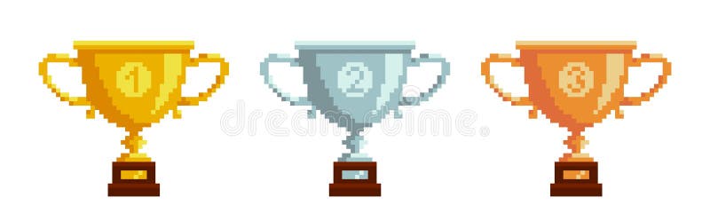 Pixel Winner Cups. Golden Silver and Bronze Award, Competition Prize ...