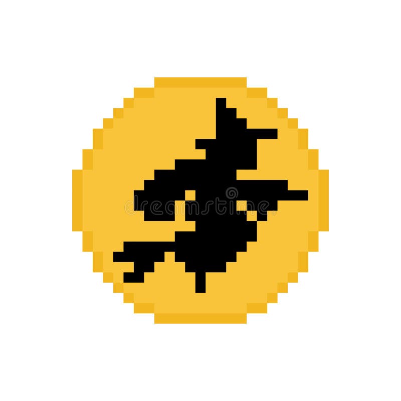 Pixel witch image 8 bit stock vector. Illustration of costume - 224061160