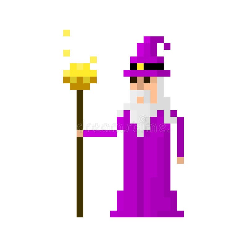 Pixel wizard stock illustration. Illustration of fantasy - 95957194