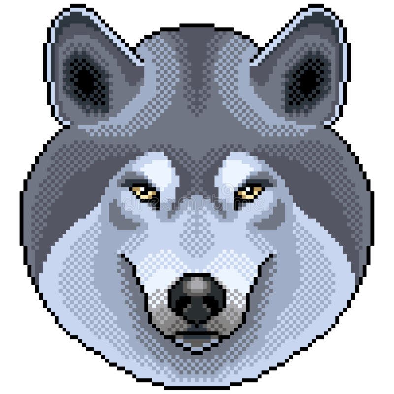 Pixel Wolf Portrait Isolated Vector Stock Vector - Illustration of ...