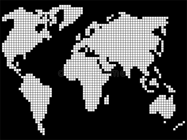 Pixel world map stock illustration. Illustration of graphic - 7029512