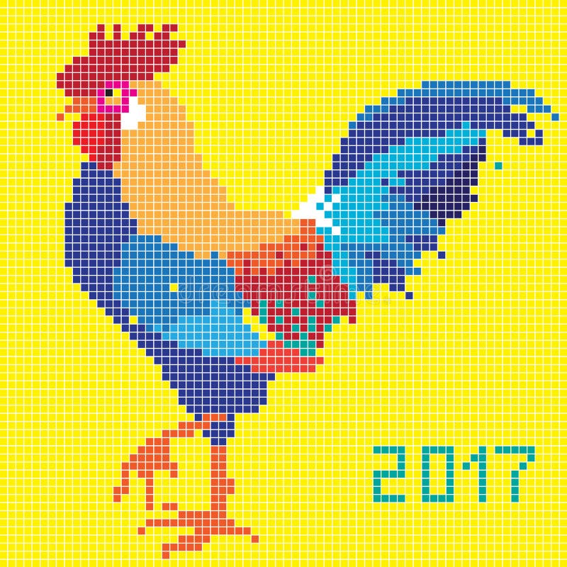 Pixel art with rooster. stock vector. Illustration of cartoon - 273728179