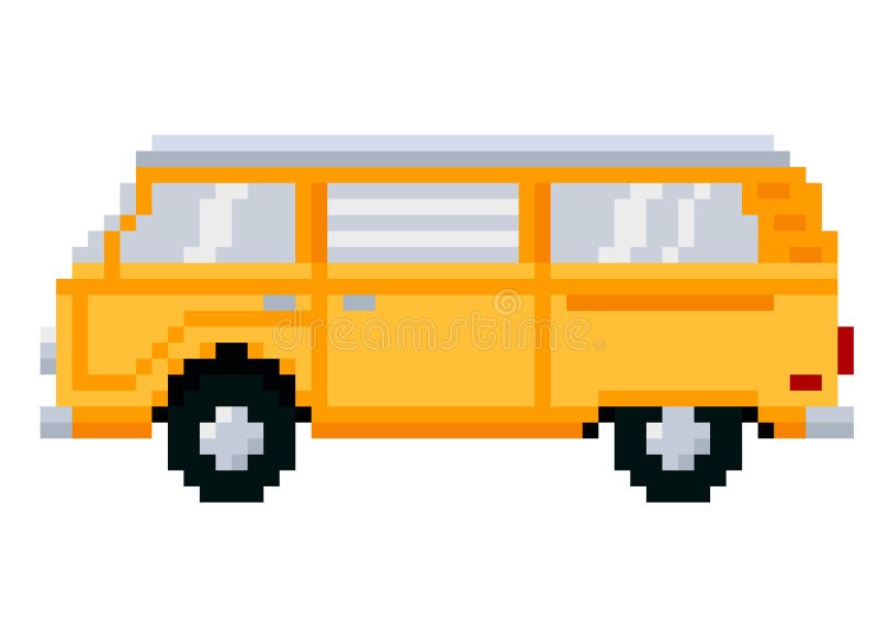 Pixel Yellow Minibus. Side View. Vector Illustration. Stock Vector ...