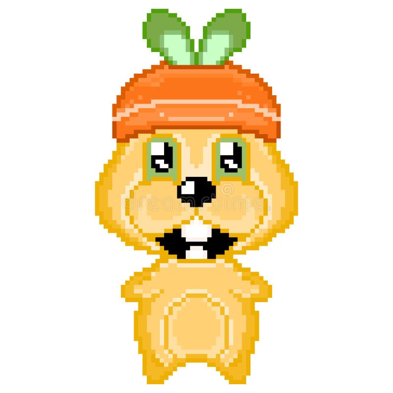 PIXEL YELLOW RABBIT. PIXEL ICON. CARTOON BEAUTIFUL BUNNY Stock Vector ...