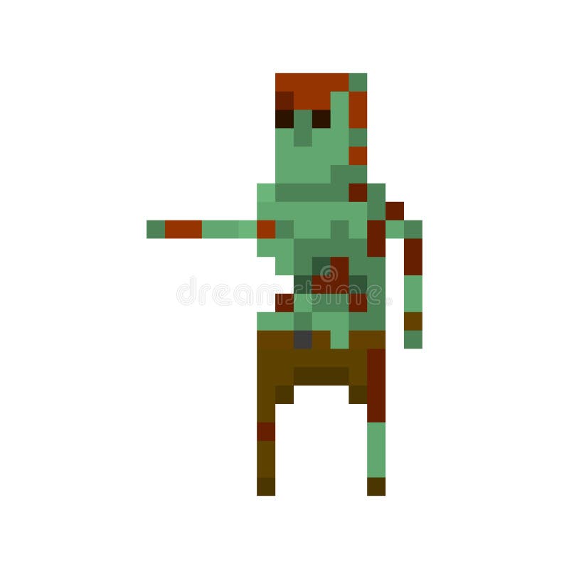 Pixel zombie stock illustration. Illustration of isolated - 95992012