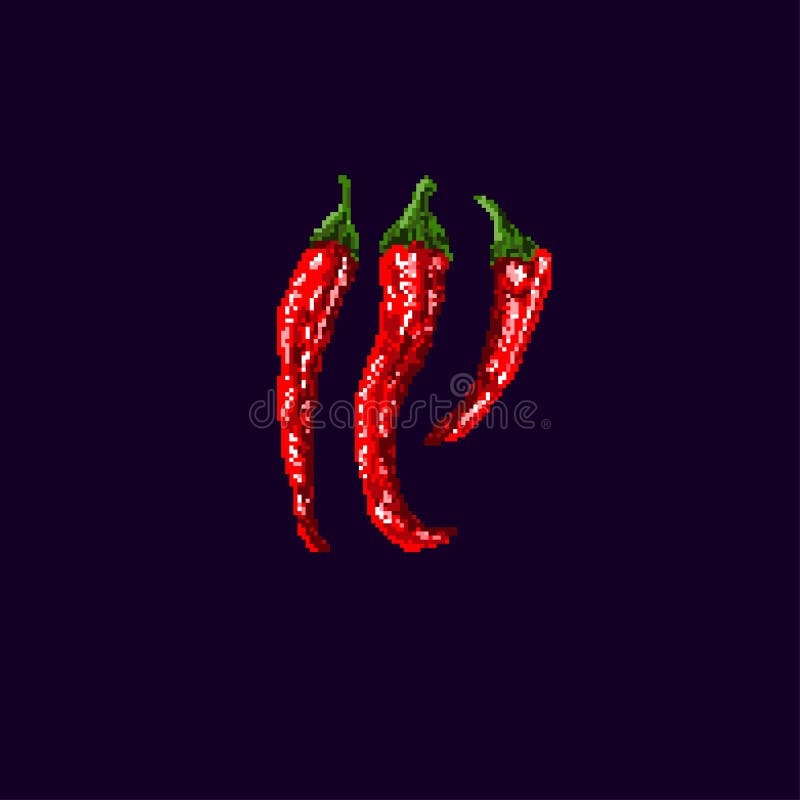 Pixelart Chili. Chili Inteiro Sobre Fundo Escuro. Ilustração do Vetor ...