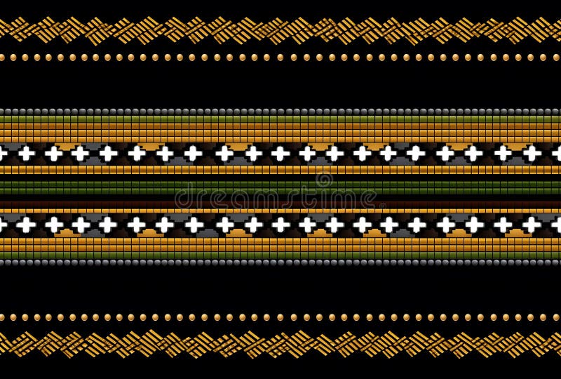 Pixelated African Beadwork Stripe Pattern Stock Illustration ...